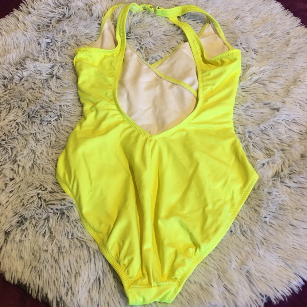 Vintage Neon Yellow One Piece Swimsuit - Gem